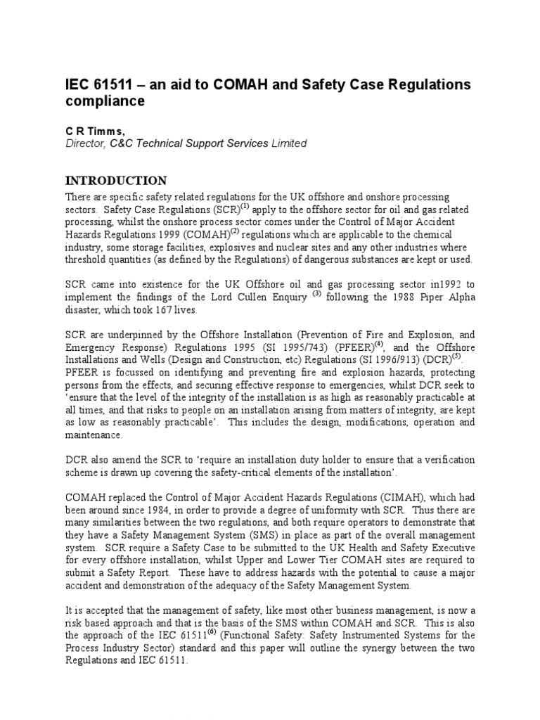 COMAH and Safety Case Regulations | PDF | Risk Management | Risk