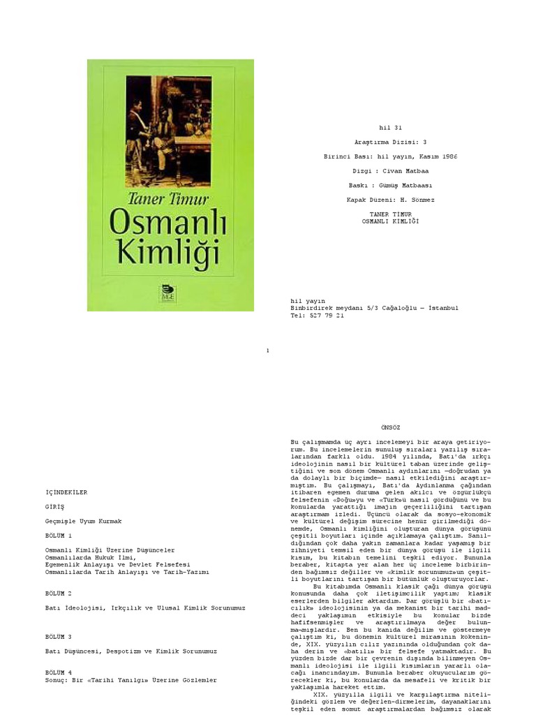 Taner Timur - Osmanlı Kimliği | PDF