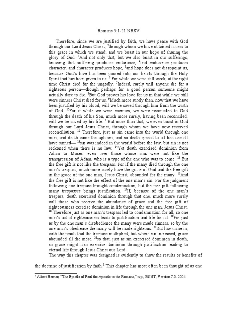 An Exegetical Analysis of Romans 5 | PDF | Epistle To The Romans ...