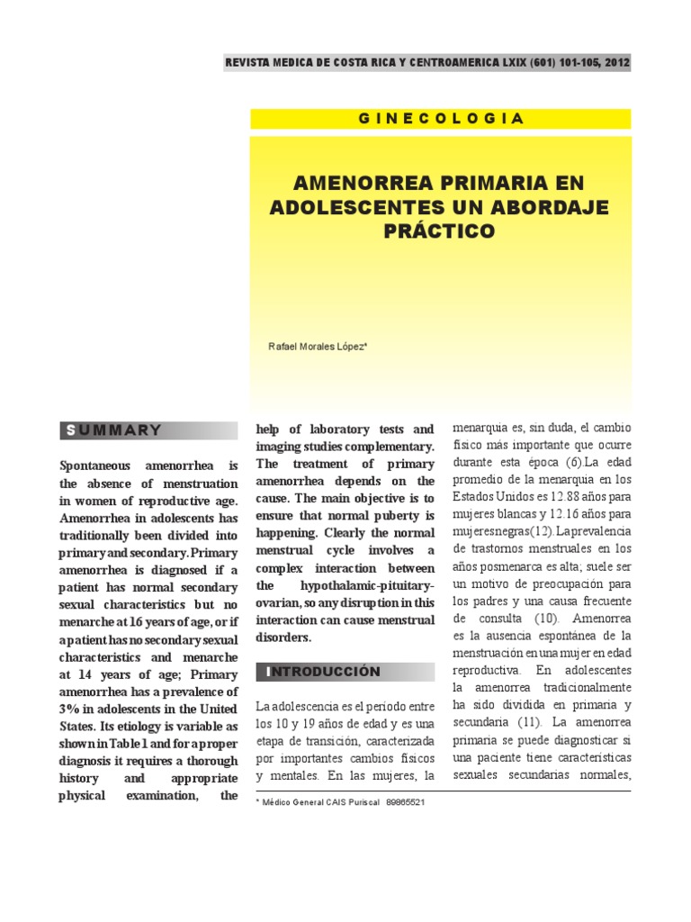 Amenorrea Primaria Abordaje | Descargar gratis PDF | Leptina | Pubertad