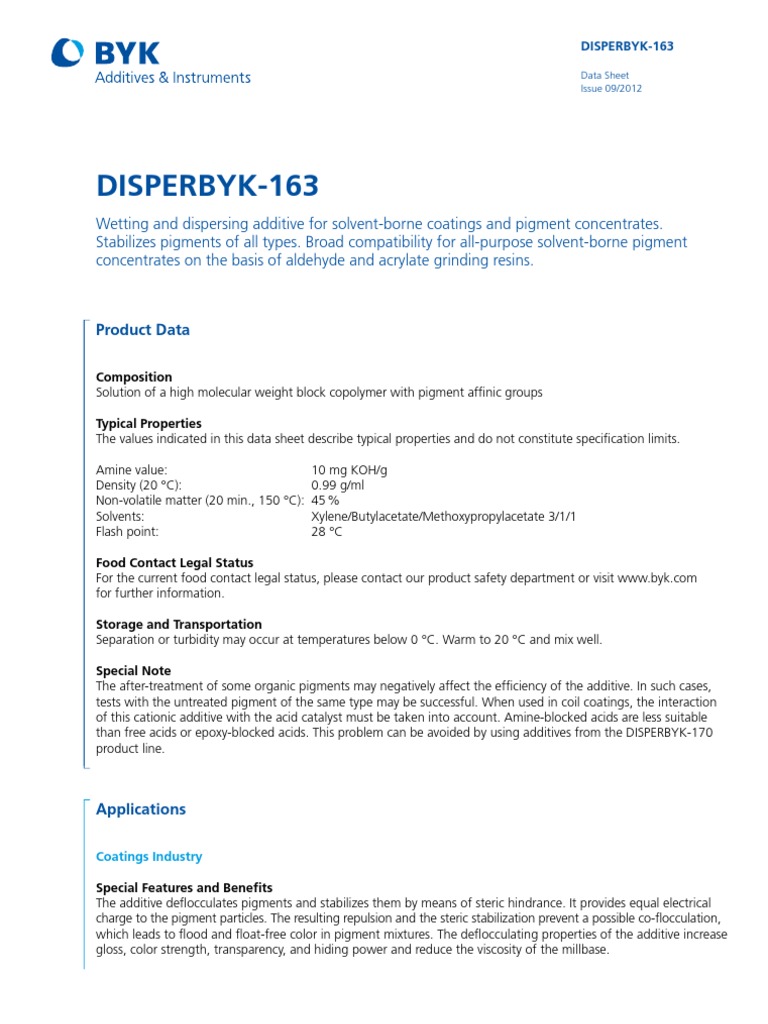 Tds Disperbyk-163 en | PDF | Pigment | Colloid