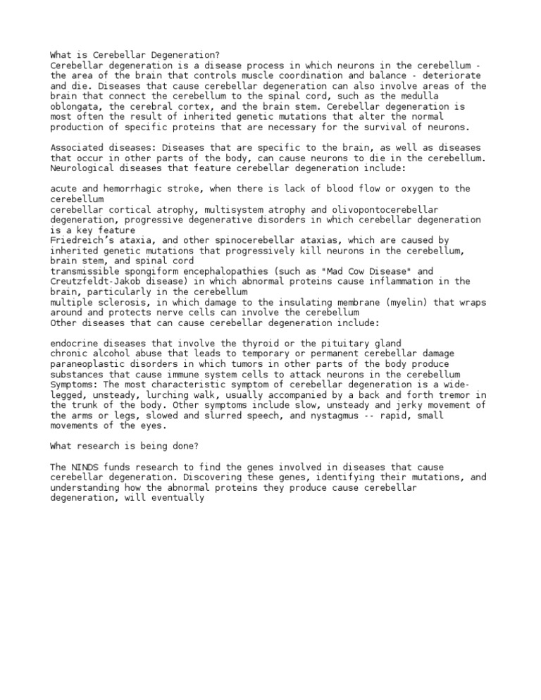 Spinal Cerebellar Degeneration Desease | Download Free PDF | Cerebellum ...