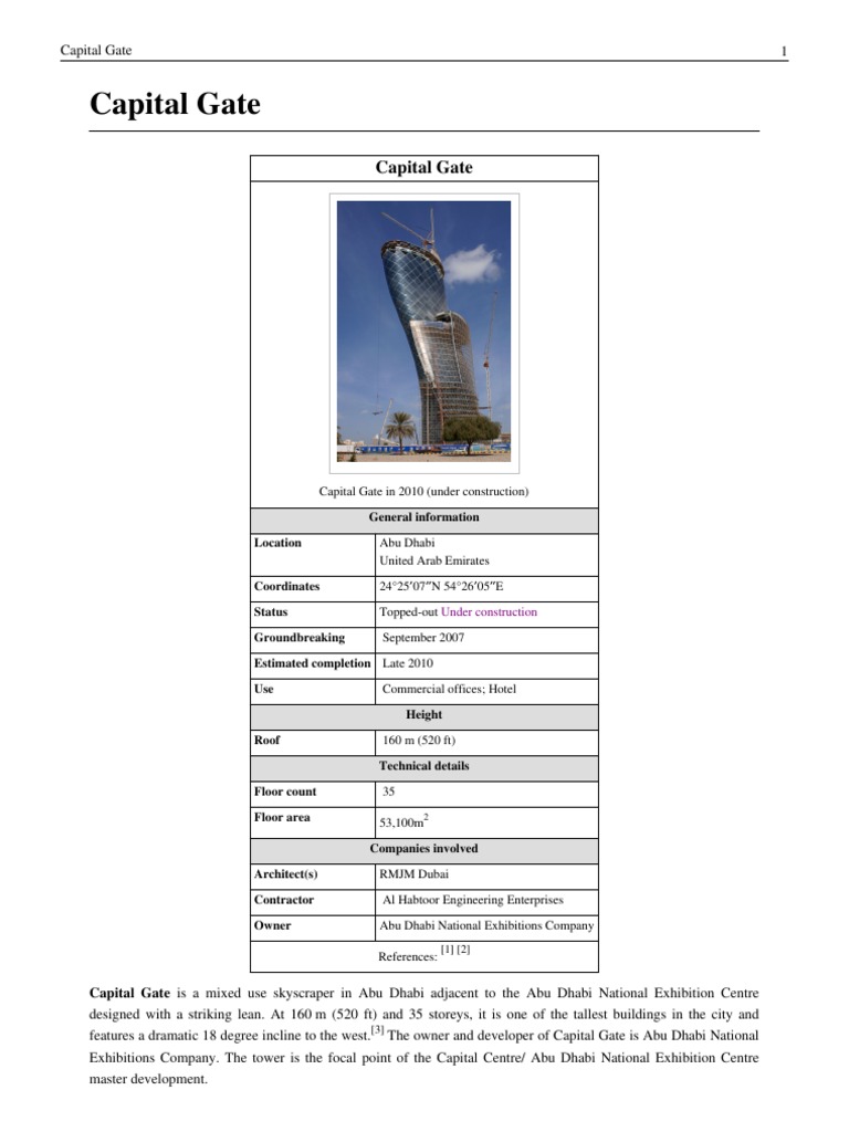 Capital Gate: Abu Dhabi's Leaning Tower | PDF