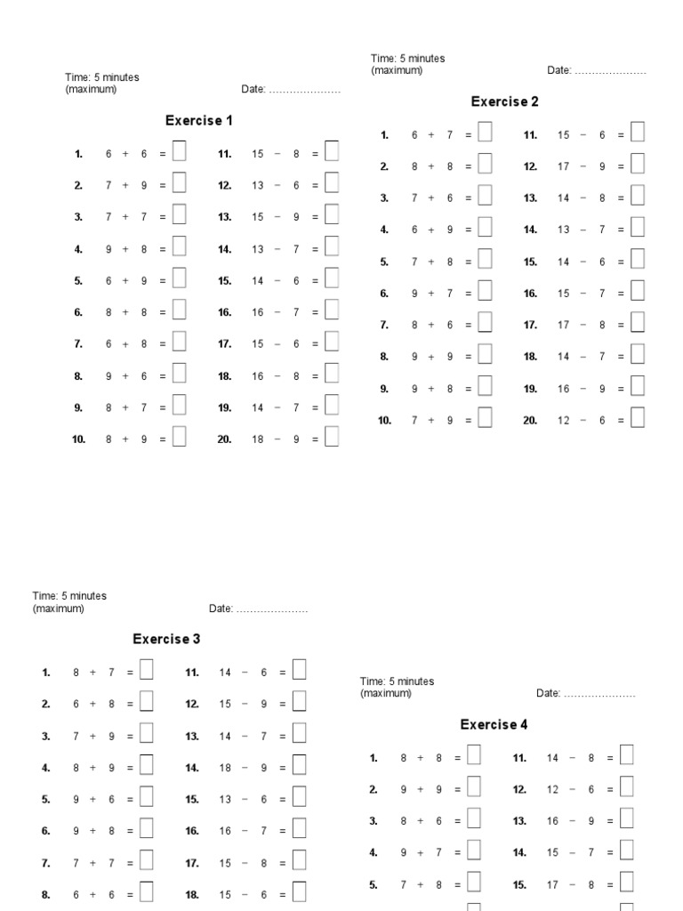 Math Exercises for Quick Practice | PDF | Teaching Methods & Materials ...