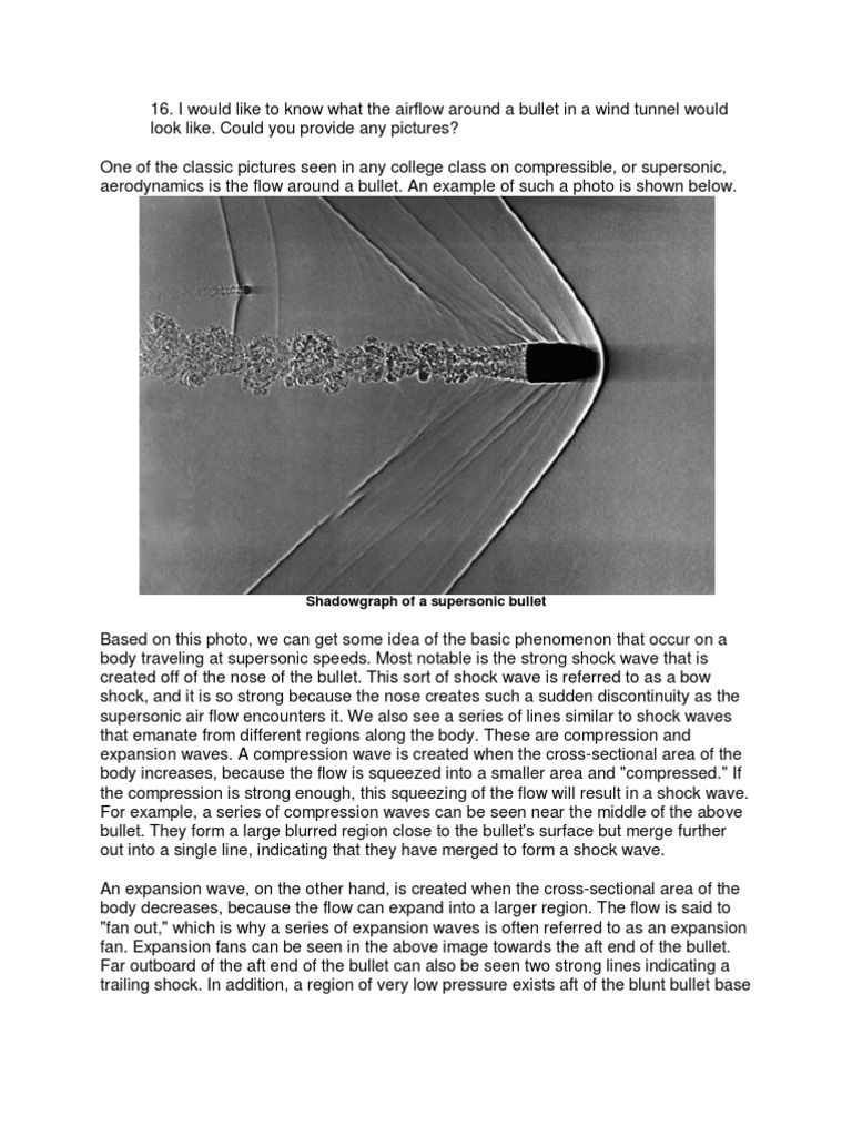 Airflow Around A Bullet | PDF | Shock Wave | Supersonic Speed