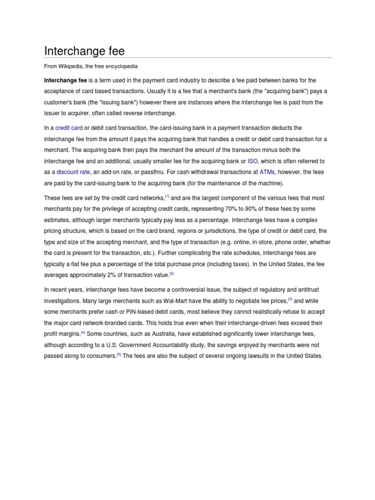 Interchange Fee | PDF | Credit Card | Service Industries