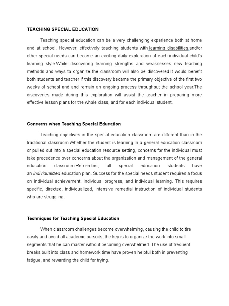 Teaching Special Education | PDF | Special Education | Reading ...