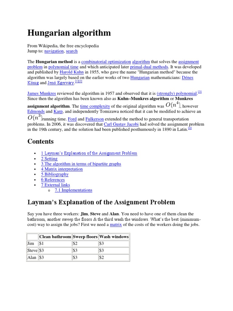 Hungarian Method | PDF | Operations Research | Mathematical Analysis