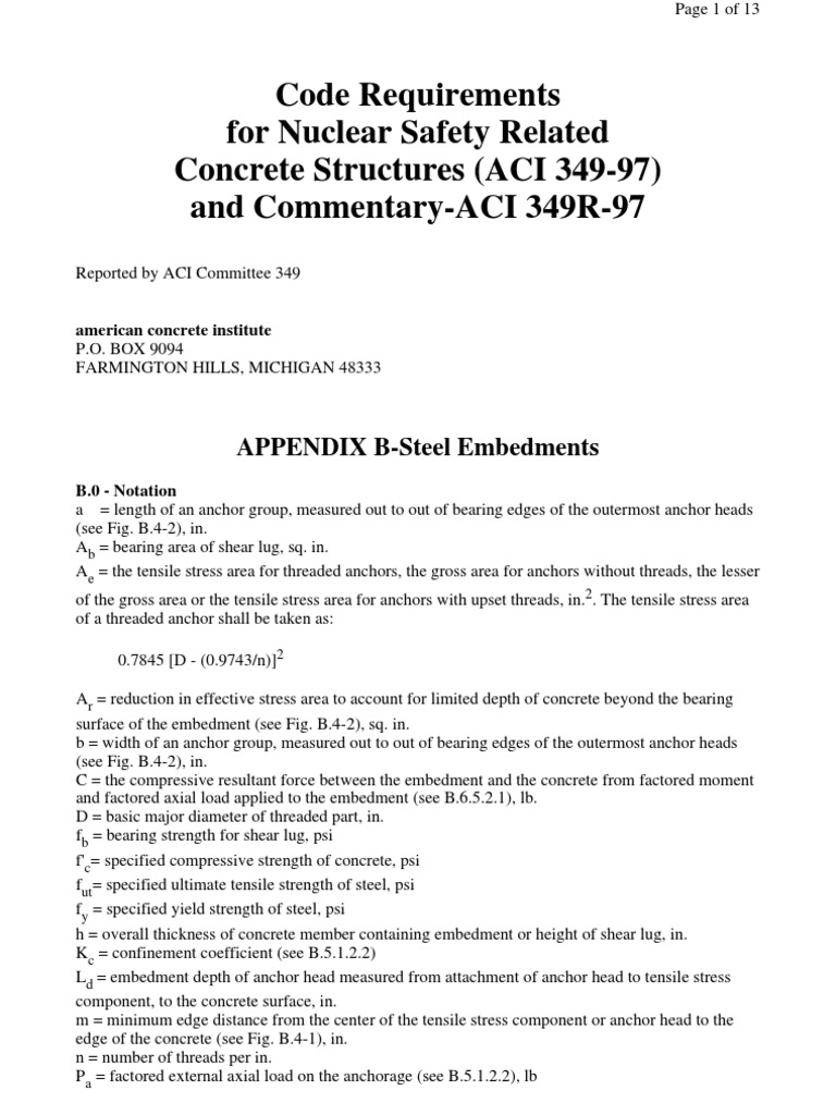 ACI 349-97 Apendice B | PDF | Strength Of Materials | Structural Load