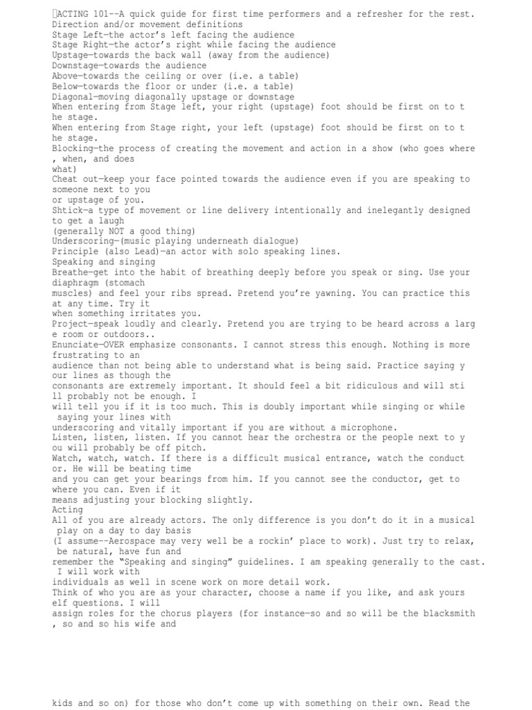 Acting Terms | PDF | Leisure | Entertainment (General)