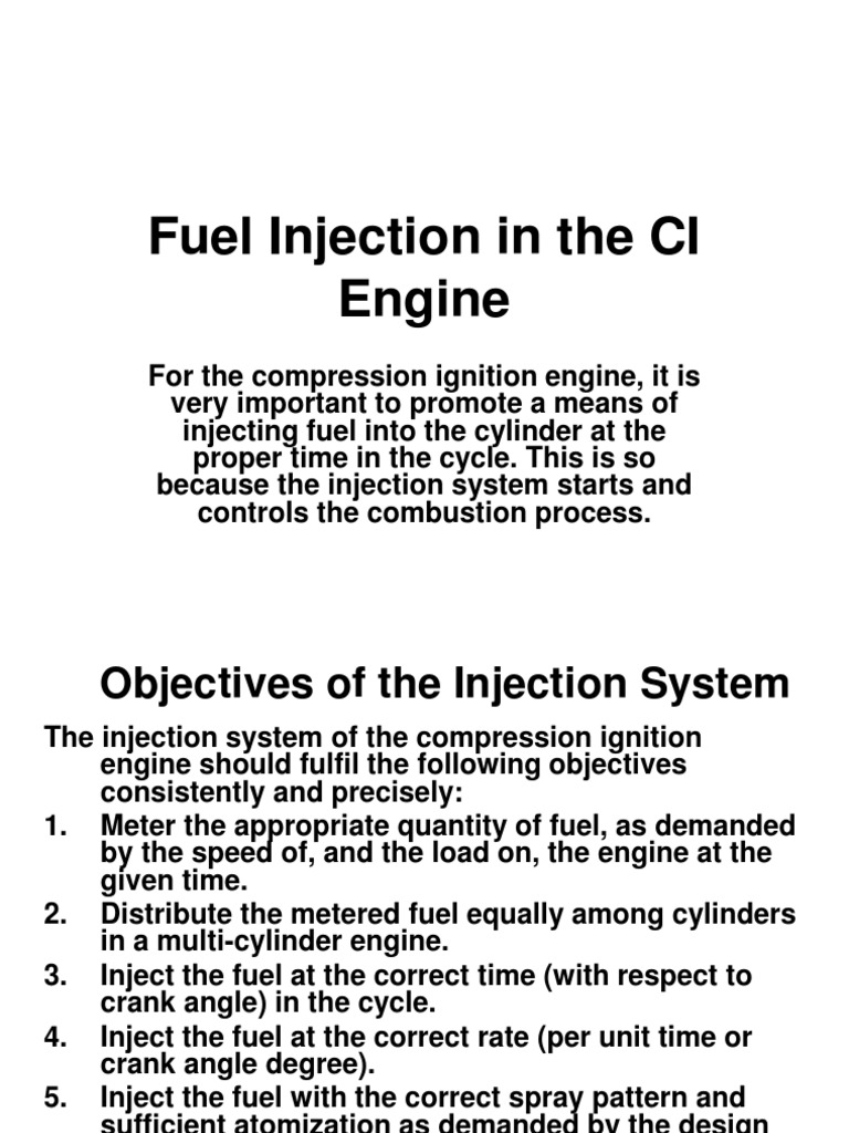 Fuel Injection in CI Engines Explained | PDF | Engines | Fuel Injection