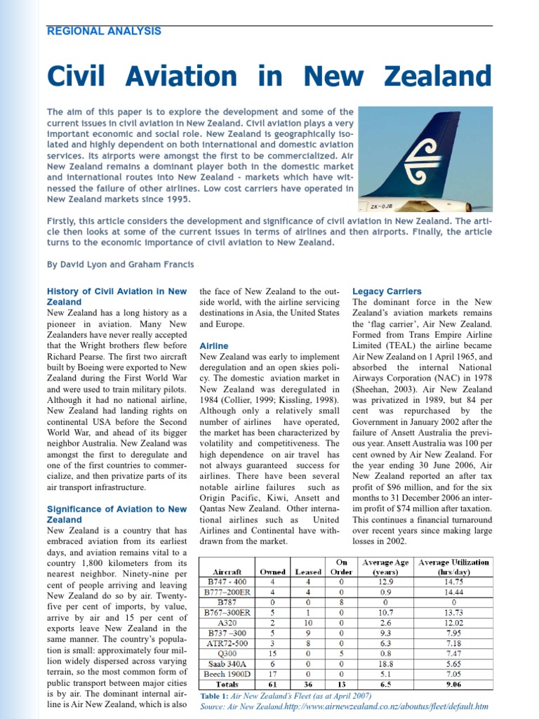 37 Lyon Francis Civil Aviation New Zealand | PDF | Airlines | Low Cost ...
