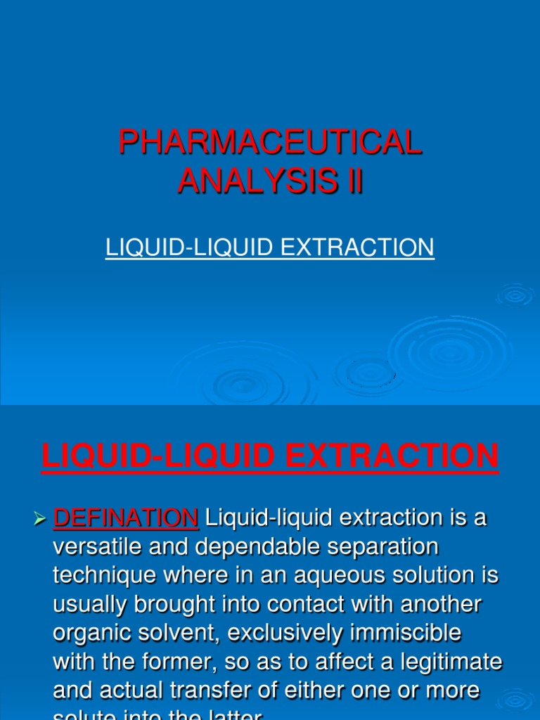 Liquid Liquid Extraction | PDF | Emulsion | Solution