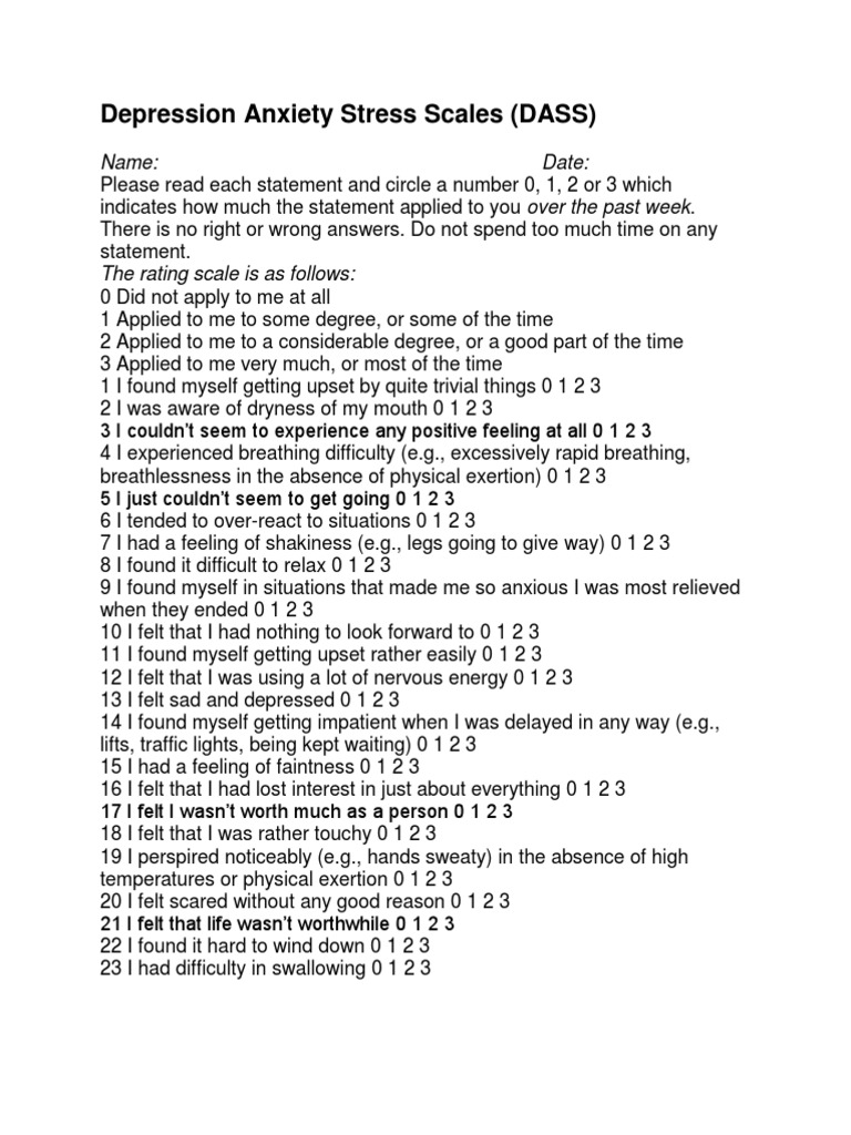 Depression Anxiety Stress Scales | PDF | Anxiety | Abnormal Psychology