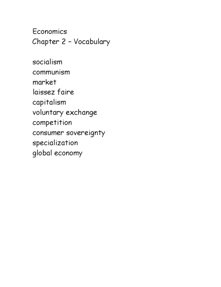 Chapter 2 Vocabulary: Economic Terms | PDF