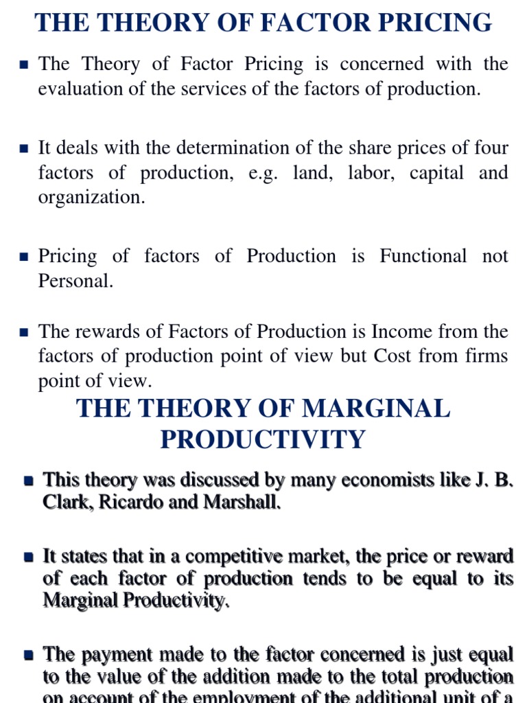 Theory of Factor Pricing Explained | PDF | Labour Economics | Demand