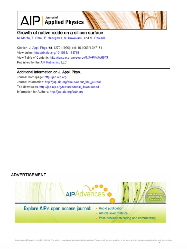 Silicon Native Oxide | PDF | Silicon | X Ray Photoelectron Spectroscopy