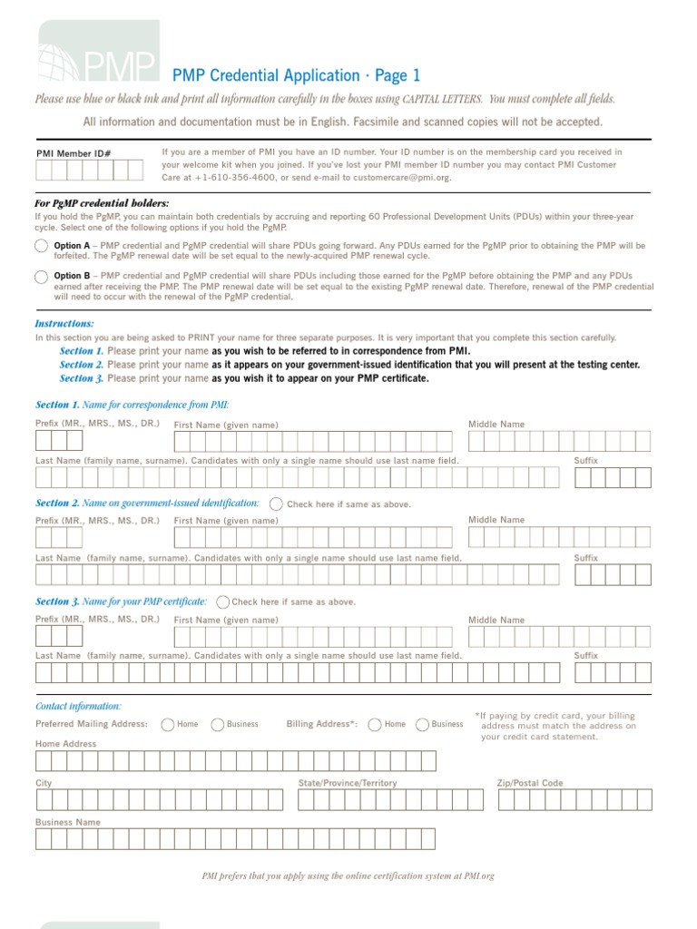 PMP Application Form | Project Management Professional | Risk Management