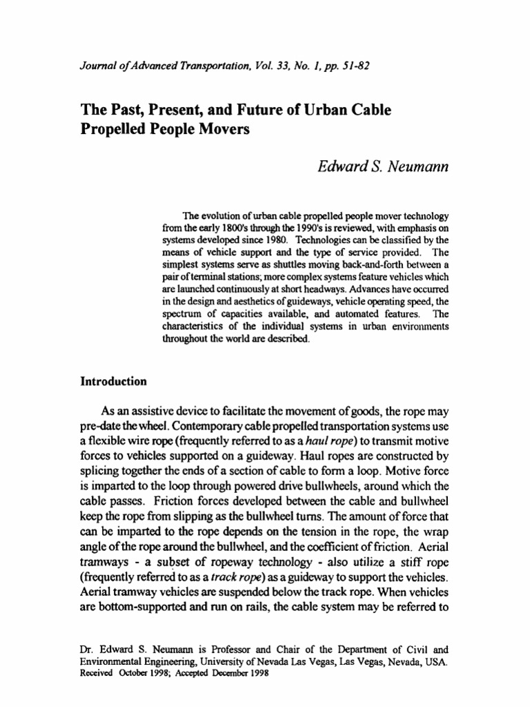 Past Present and Future of Urban Cable Propelled People Movers | PDF ...
