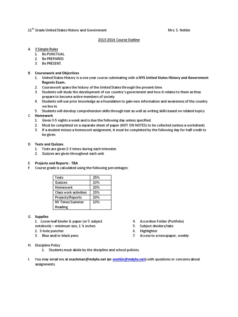 11th Grade U.S. History Course Outline | PDF | Reconstruction Era | The ...