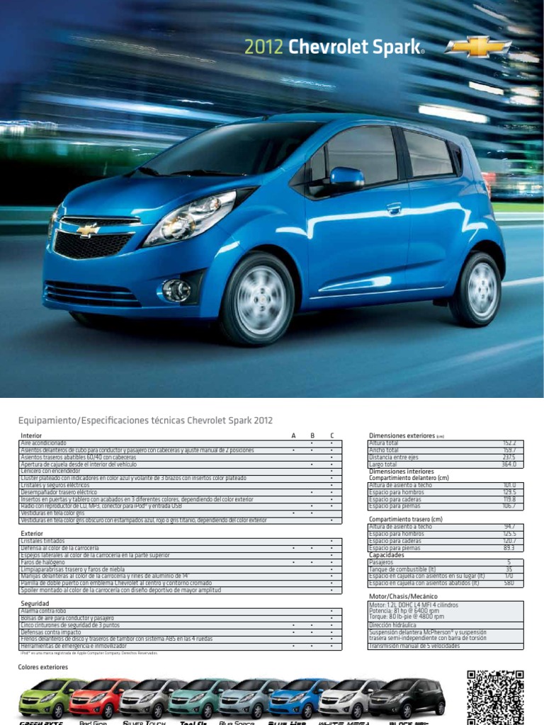 2012 Spark Specifications Ut LN 1 | PDF | Motores generales | Esfuerzo ...