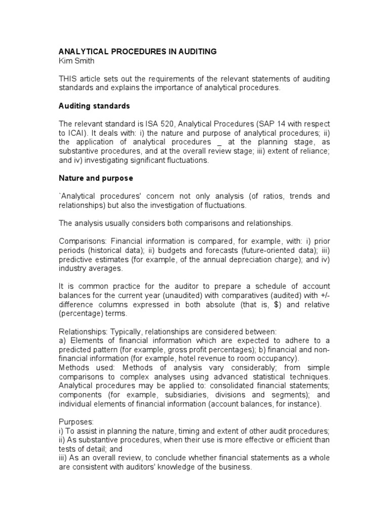 Analytical Procedures in Auditing | PDF | Inventory | Audit