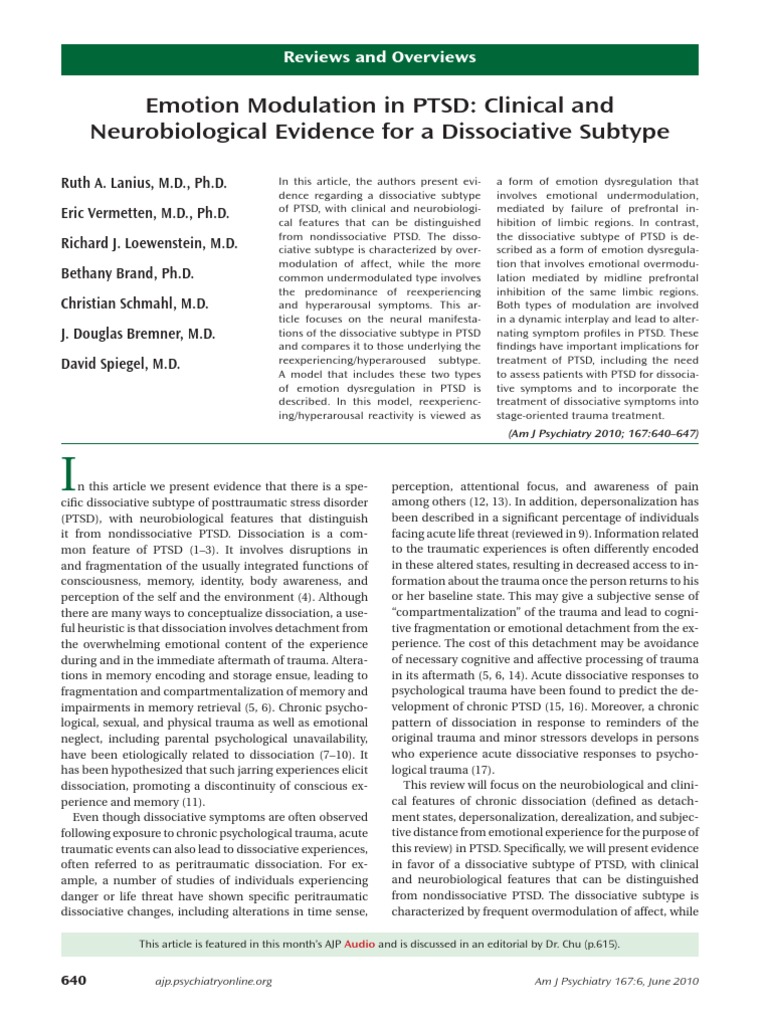 Emotion Modulation in PTSD: Clinical and Neurobiological Evidence For A ...