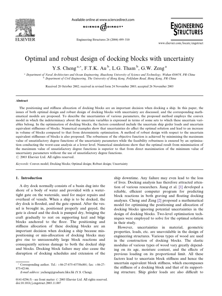 Optimal and Robust Design of Docking Blocks | Download Free PDF ...