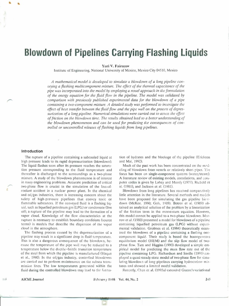 Blowdown of Pipelines Carryng Flashing Liquids | PDF | Fluid Dynamics ...