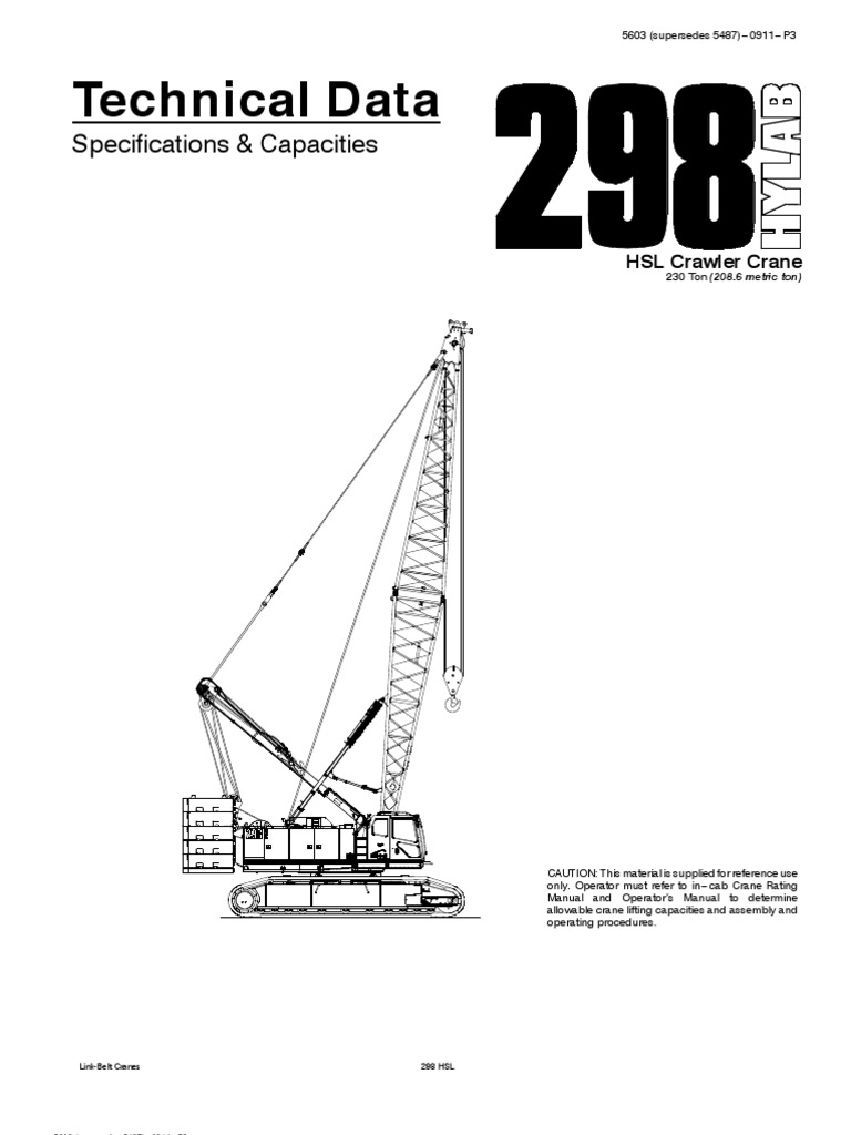 Link Belt298 HSLT | PDF | Crane (Machine) | Automatic Transmission
