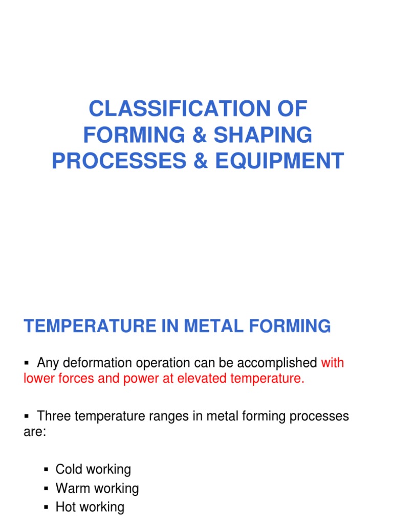 Classification and Analysis of Metal Forming Processes and Equipment | PDF | Forging | Rolling ...