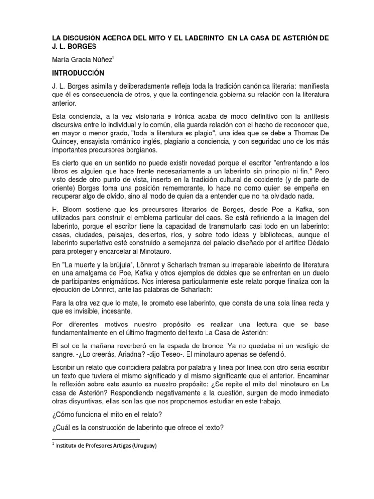 Sobre La Casa de Asterion de Borges | PDF | Ficción general