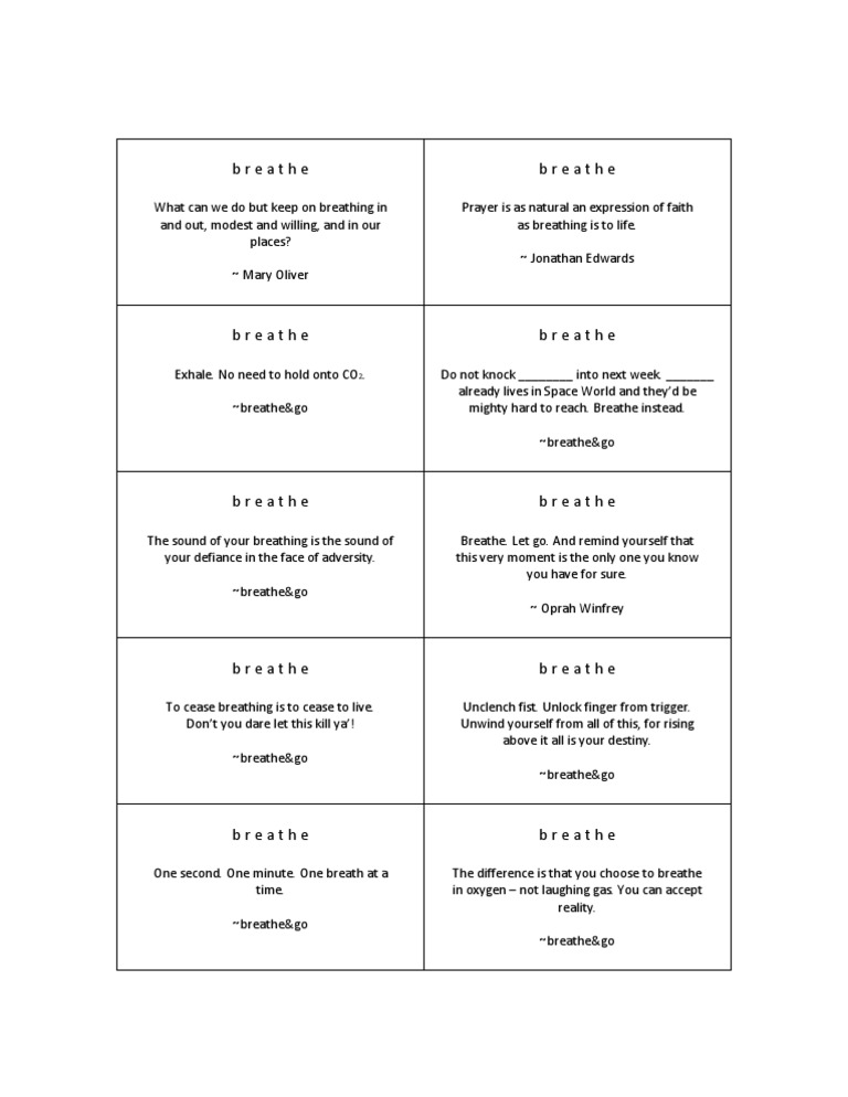 Mindfulness Breathing Cards PDF | PDF | Language Arts & Discipline ...