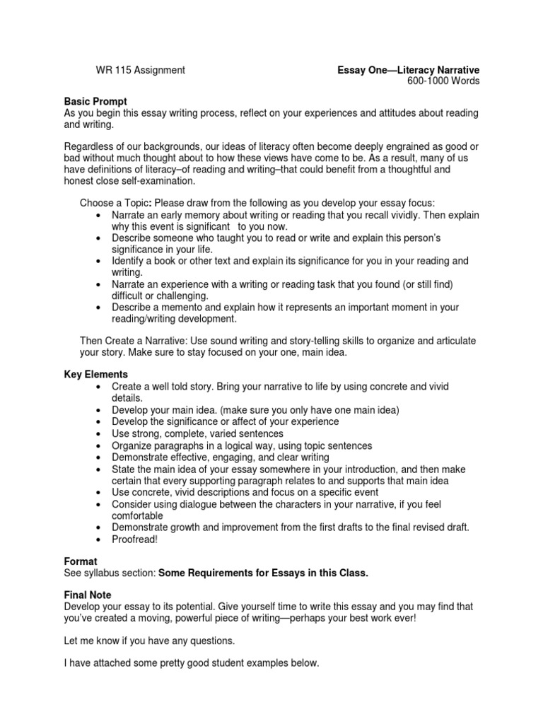 Reflecting on Literacy Narratives | PDF | Essays | Narrative