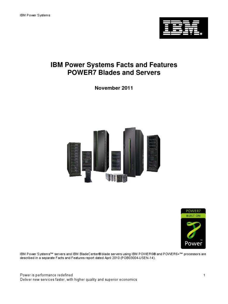 IBM Power Systems Facts and Features - POWER7 Blades and Servers | PDF