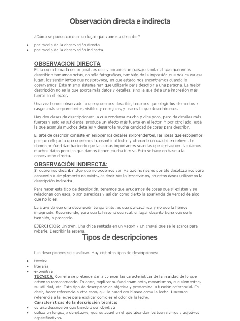 Observación Directa e Indirecta | PDF | Autor | Narración