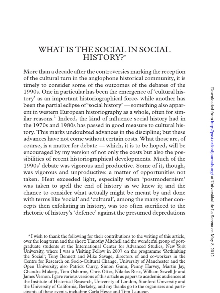 Rethinking Social History Today | PDF | Social History | Sociology