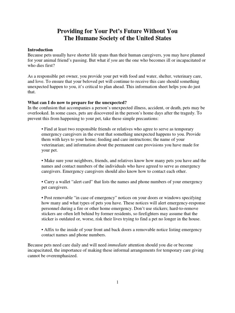 Pets in Wills Factsheet | PDF | Trust Law | Power Of Attorney