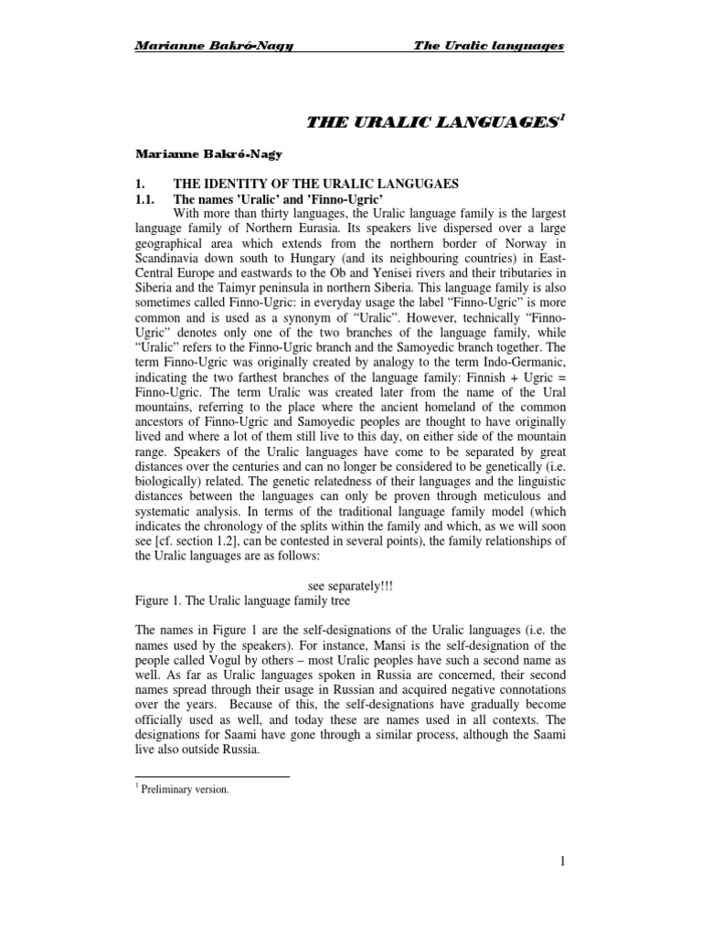 Uralic Languages | Grammatical Number | Consonant