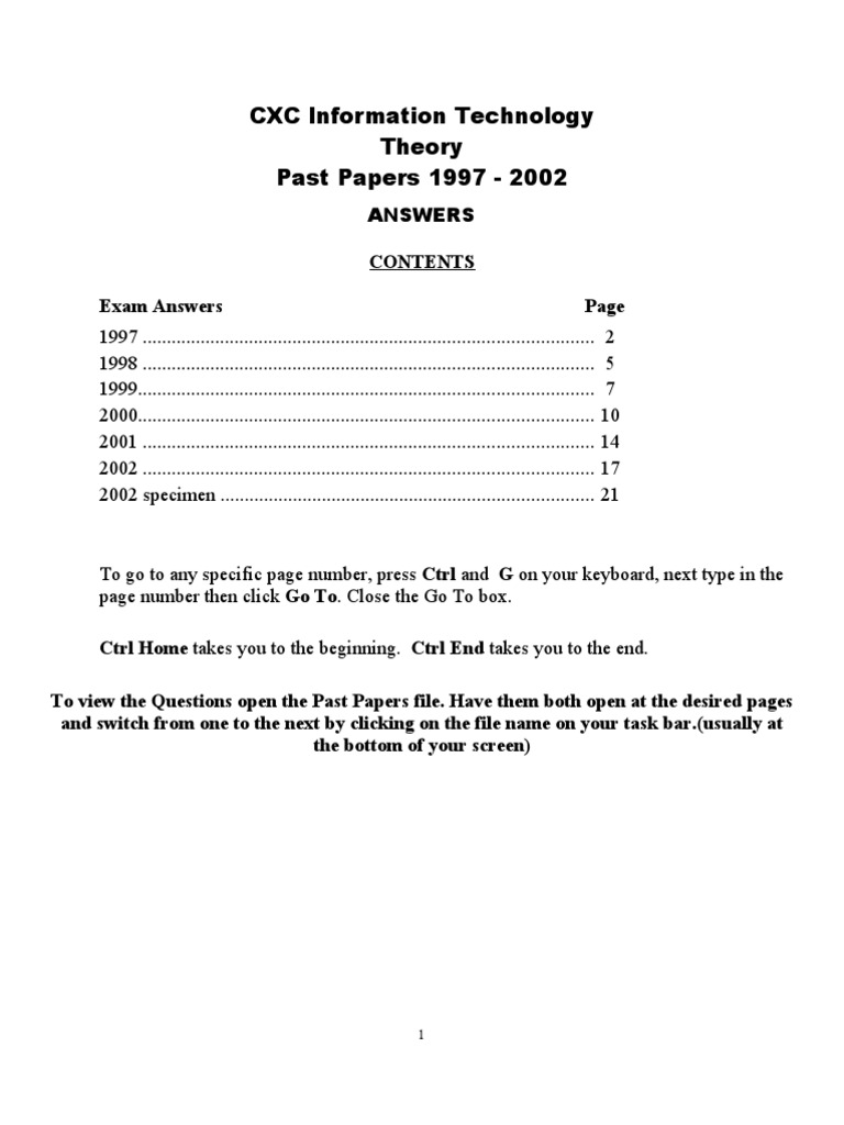 CSEC Theory Exam 97 - 2002 Answers | PDF | Computer Data Storage | Internet