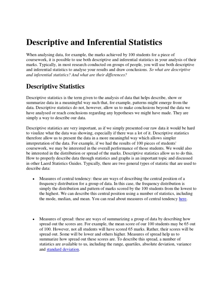 Descriptive and Inferential Statistics | Download Free PDF ...