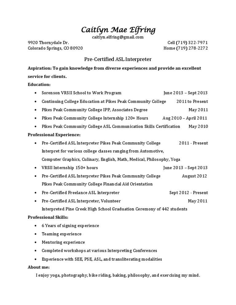 Caitlyn Mae Elfring Resume | PDF