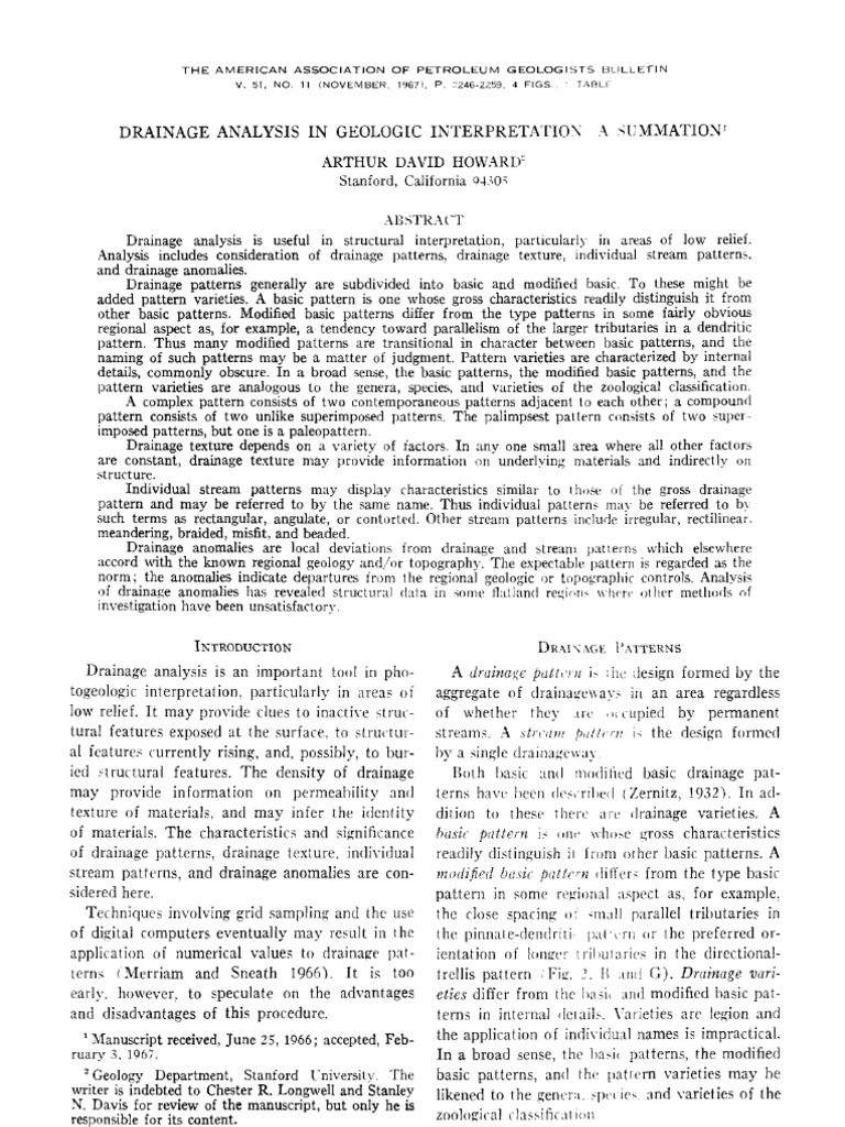 Multibasinal Drainage Analysis Overview | PDF | Lake | Stream