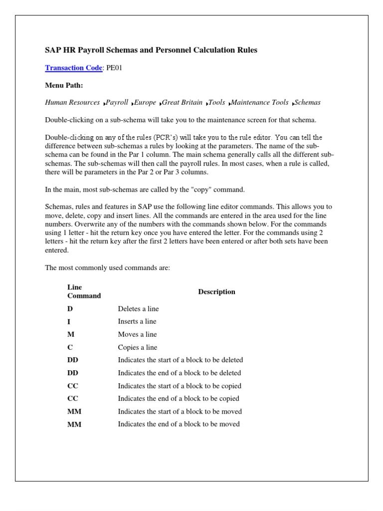SAP Payroll Schemas and Rules Overview | PDF | Working Time | Payroll
