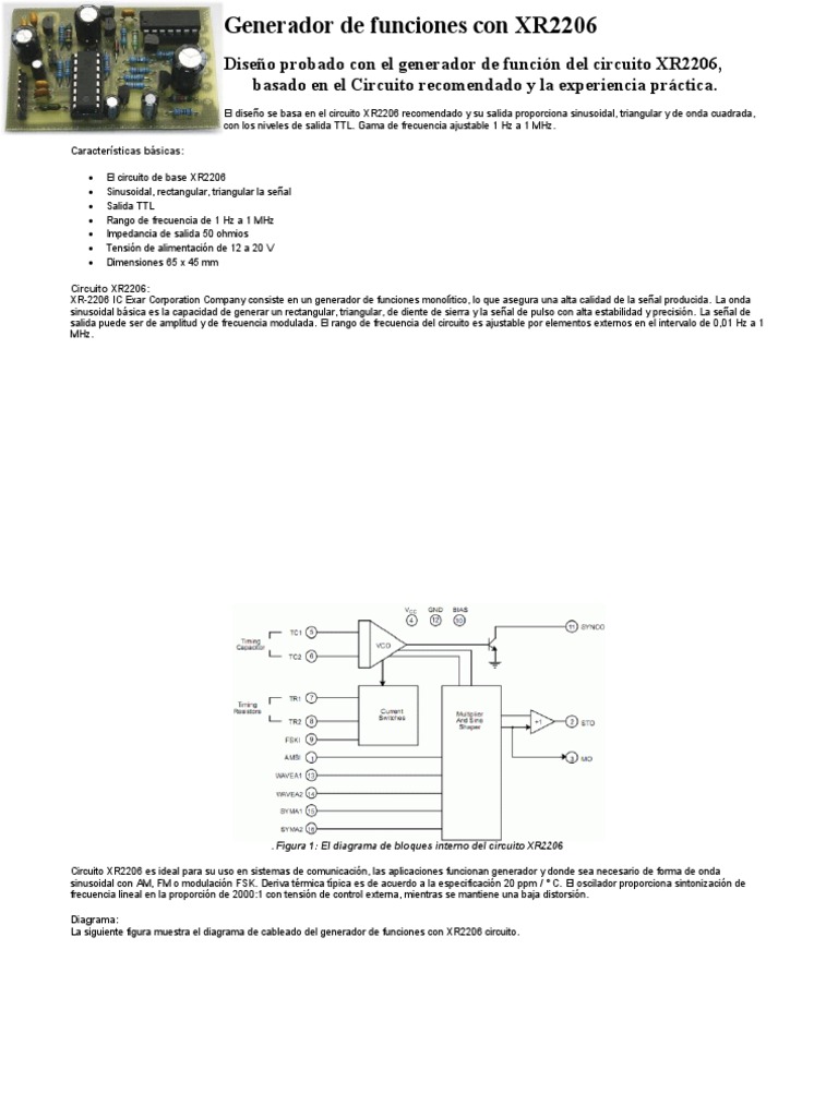 Generador de Funciones Con XR2206 | PDF | Modulación de frecuencia | Transistor