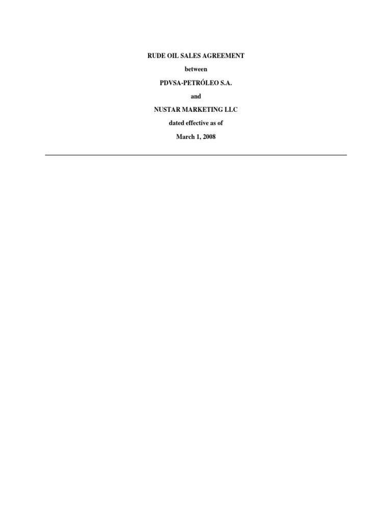 NuStar Crude Oil Sales Agreement | PDF | Letter Of Credit | Credit ...