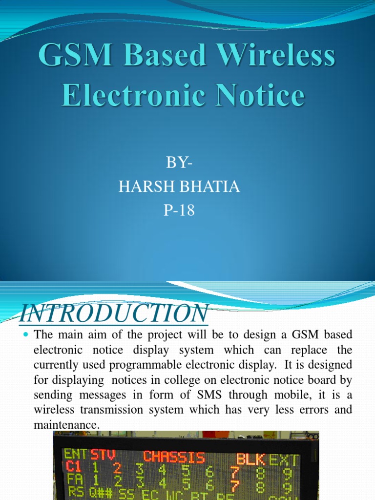 GSM Based Wireless Electronic Notice Board | PDF | Mobile Phones | Gsm