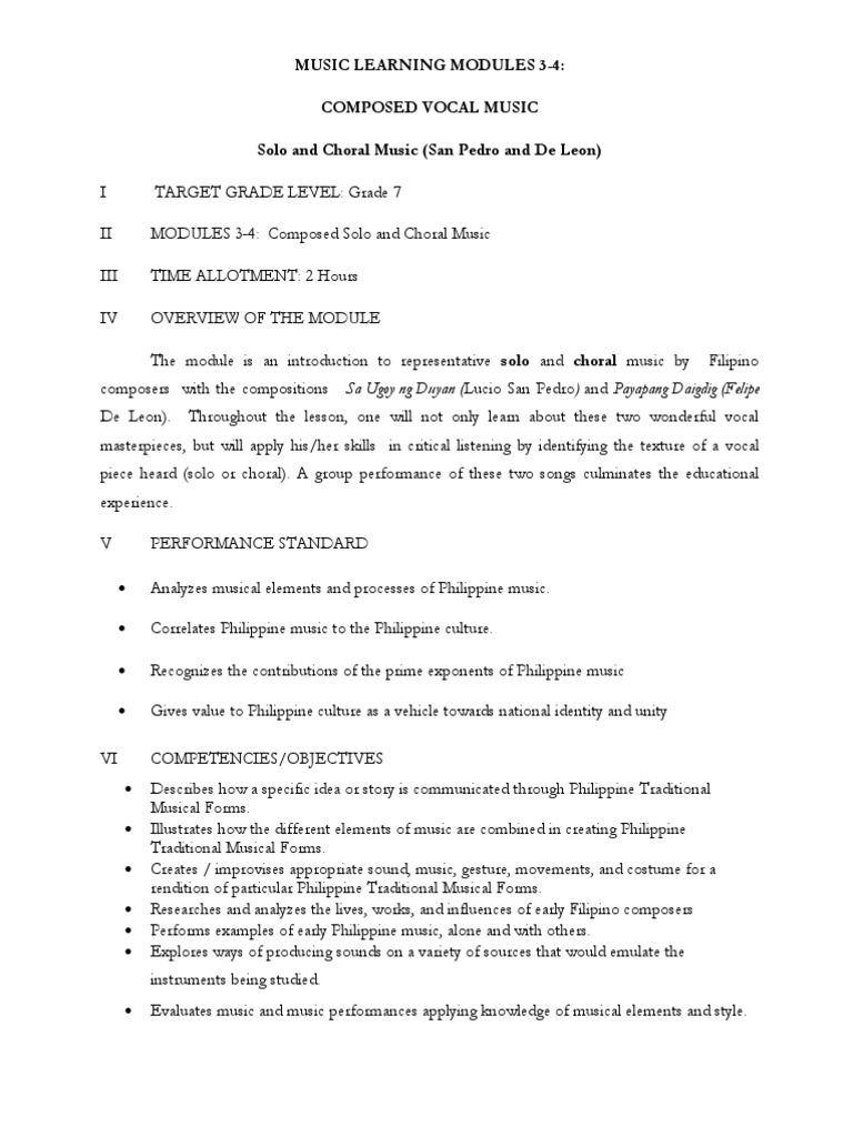 Grade 7 Module 3 - 4 (Q3 & Q4) | PDF | Composers | Musical Compositions