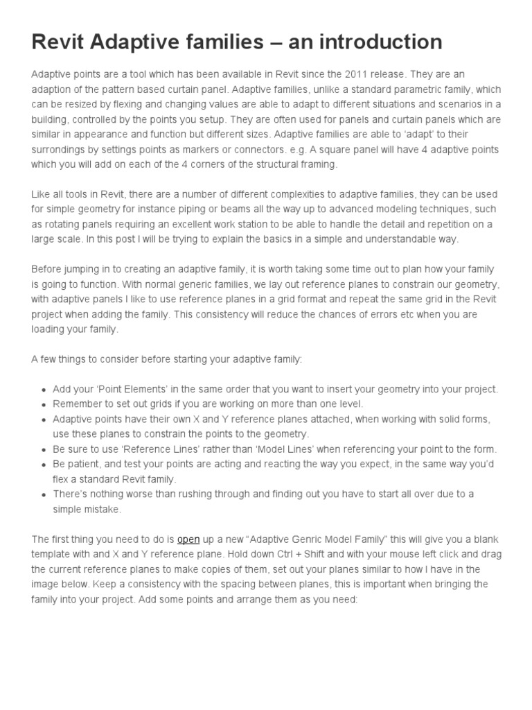Revit Adaptive Families | PDF | Autodesk Revit | Plane (Geometry)