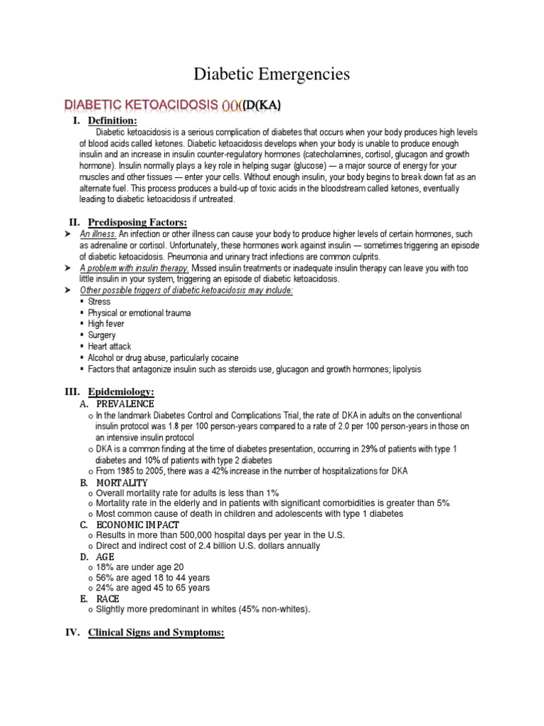 Diabetic Emergencies Report | PDF | Hyperglycemia | Diabetes Mellitus